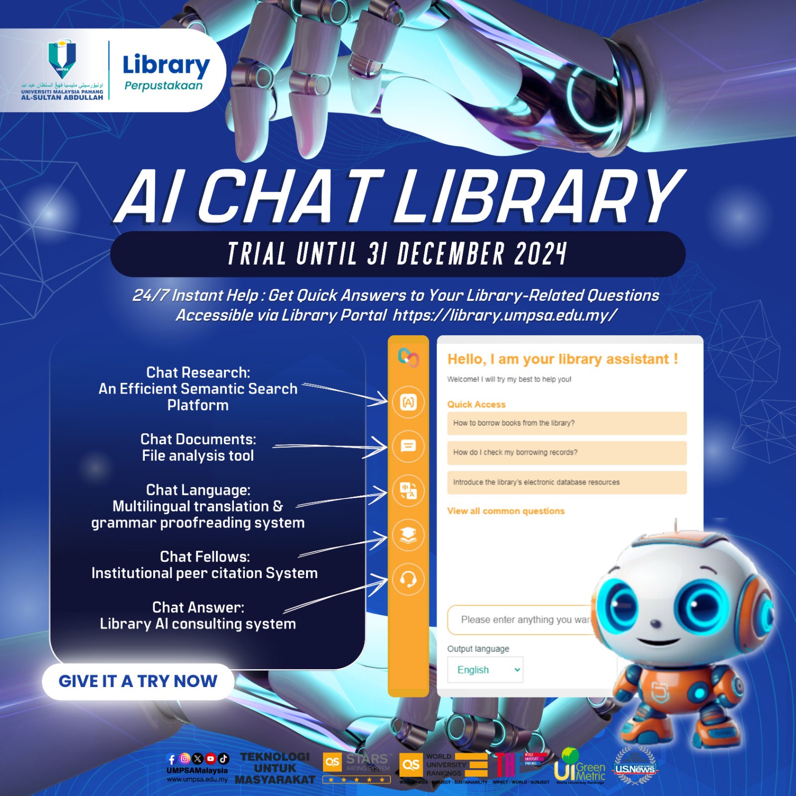 TRIAL AI CHAT LIBRARY – UMPSA Library